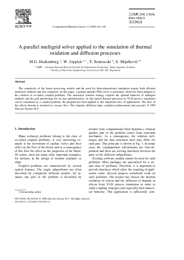 (PDF) A parallel multigrid solver applied to the simulation of thermal oxidation and diffusion ...