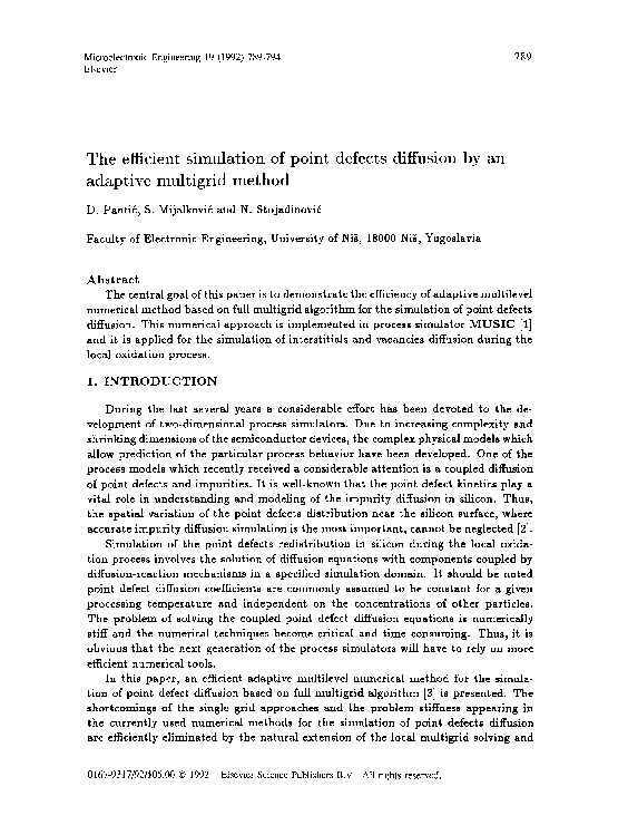 (PDF) The efficient simulation of point diffusion by an adaptive multigrid method