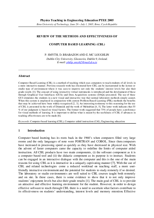 (PDF) Review of the methods and effectiveness of Computer Based ...