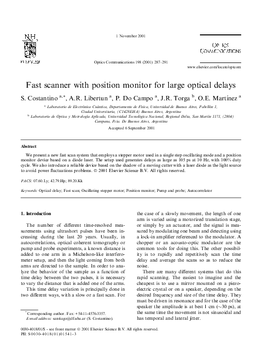 (PDF) Fast scanner with position monitor for large optical delays