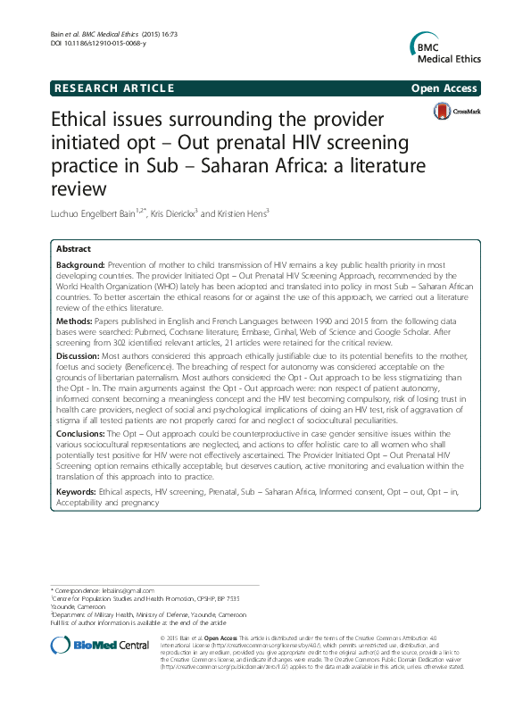 (PDF) Ethical issues surrounding the provider initiated opt – Out ...