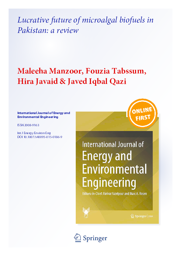 (PDF) Lucrative future of microalgal biofuels in Pakistan: a review