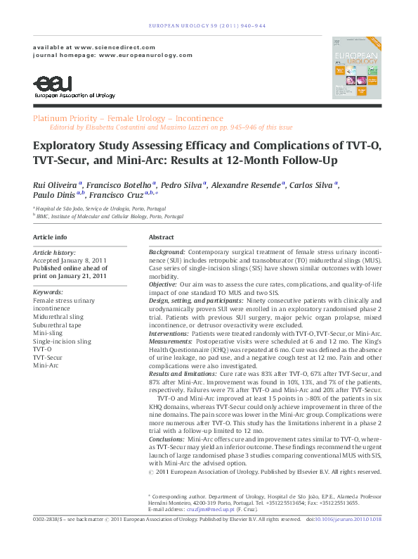 (PDF) Exploratory Study Assessing Efficacy and Complications of TVT-O ...