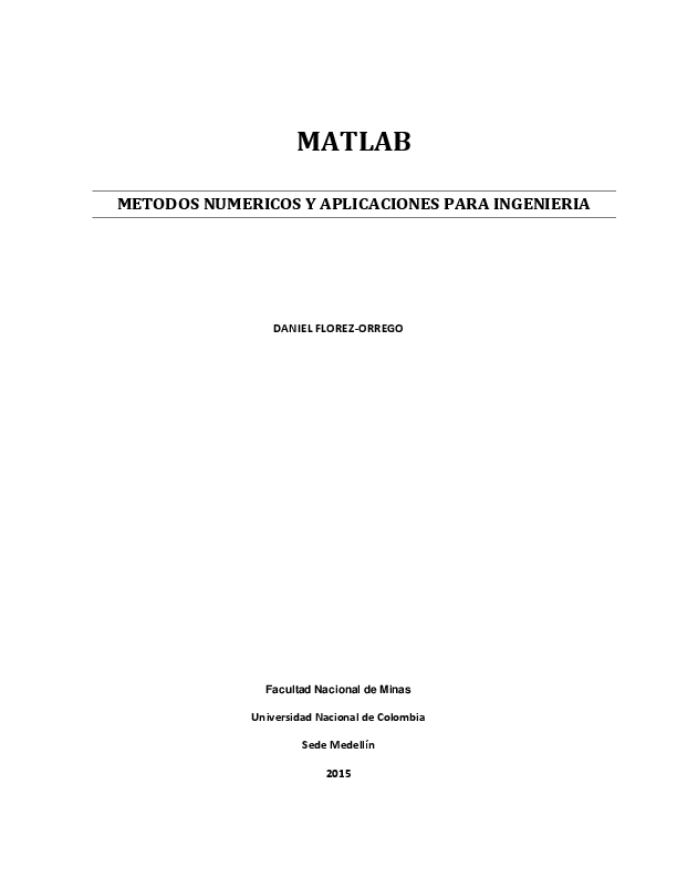 (PDF) MATLAB: Metodos Numericos y Aplicaciones para Ingenieria