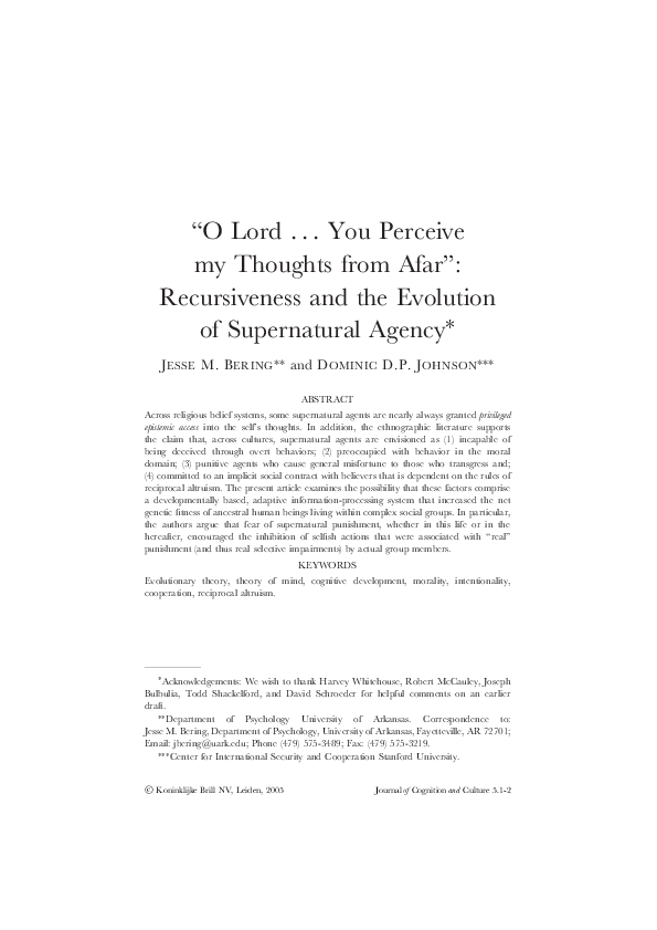 (PDF) O Lord… You Perceive my Thoughts from Afar": Recursiveness and ...