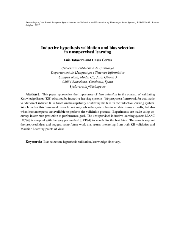 (PDF) Inductive hypothesis validation and bias selection in ...