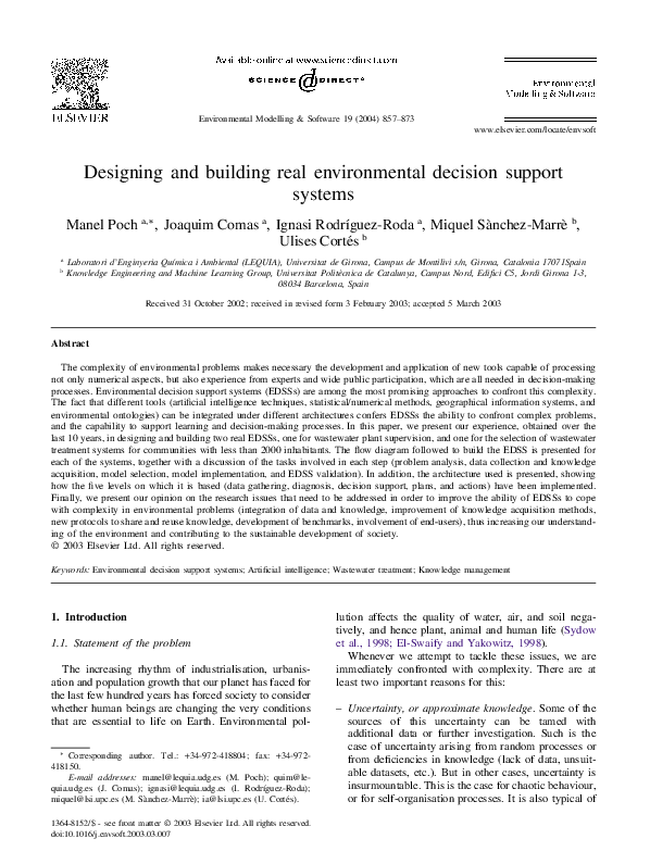(PDF) Designing and building real environmental decision support systems