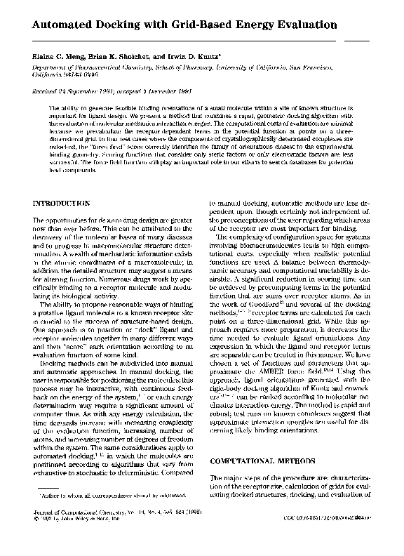 (PDF) Automated docking with grid-based energy evaluation