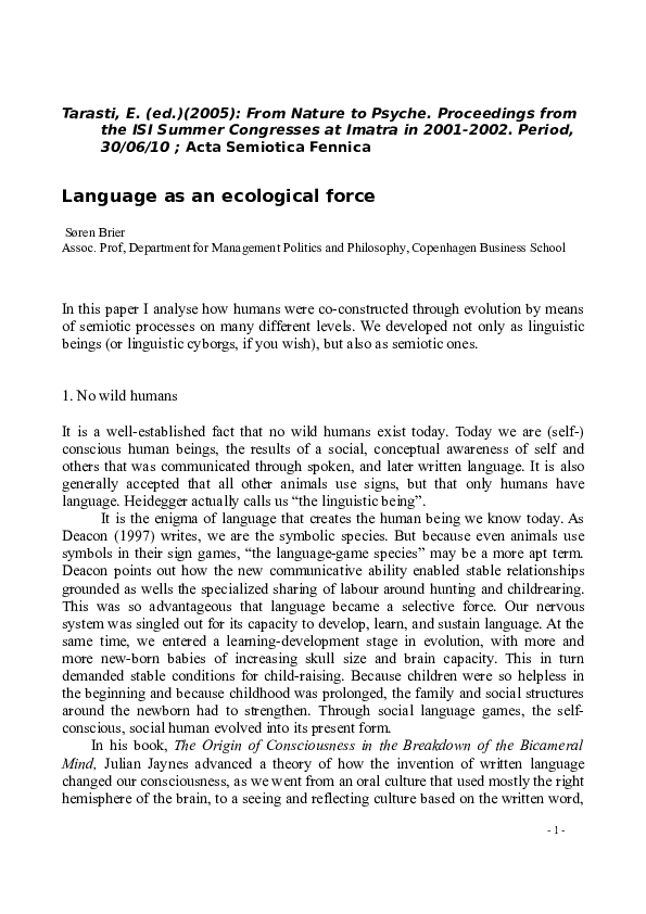 (DOC) Language as an Ecological Force