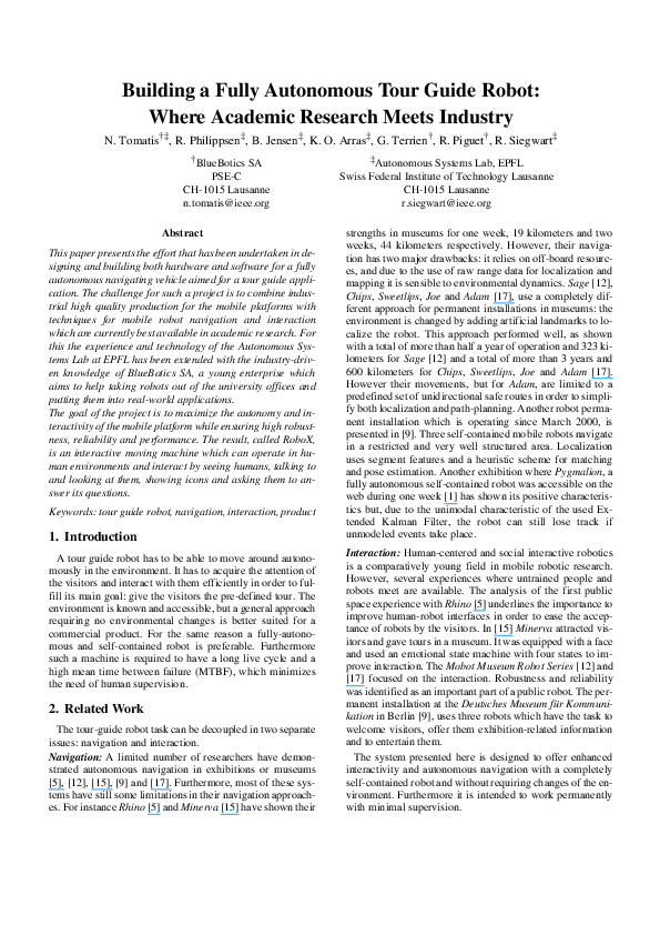 (PDF) Building a Fully Autonomous Tour Guide Robot: Where Academic ...