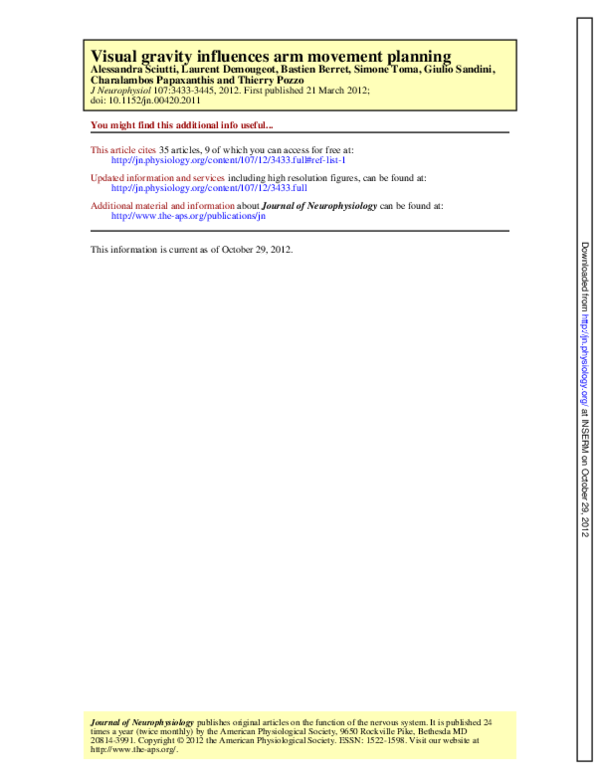 (PDF) Visual gravity influences arm movement planning