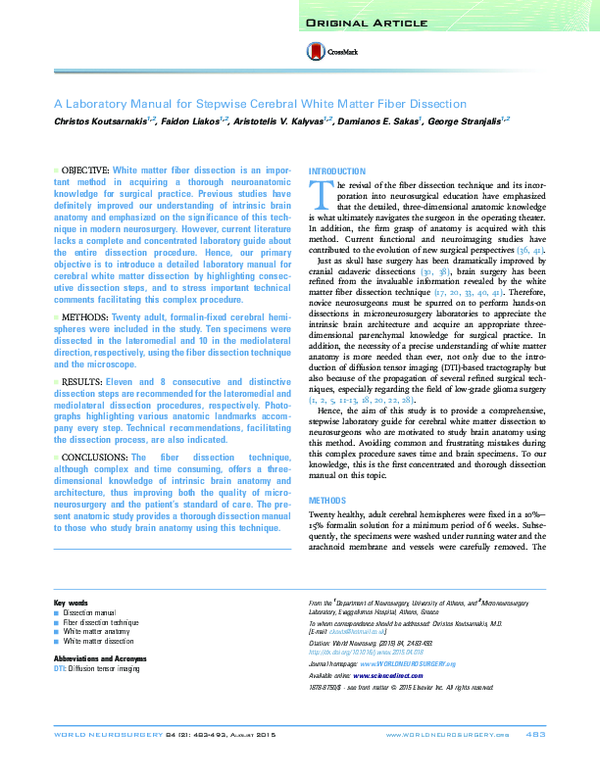 (PDF) A Laboratory Manual for Stepwise Cerebral White Matter Fiber ...