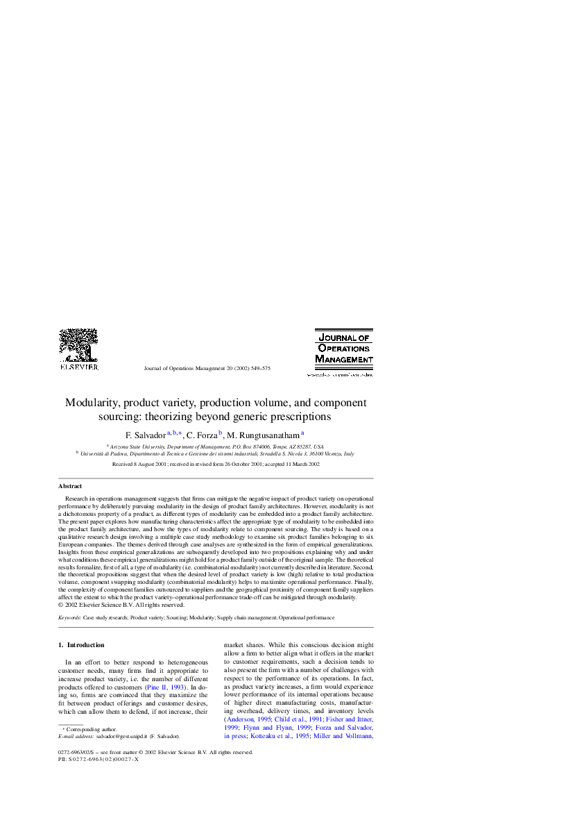 Pdf Modularity Product Variety Production Volume And Component