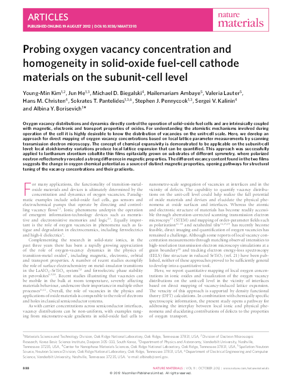 (PDF) Probing oxygen vacancy concentration and homogeneity in solid ...