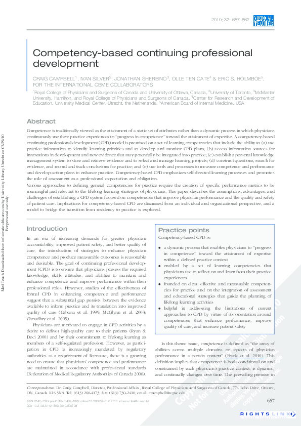 (PDF) Competency-based continuing professional development