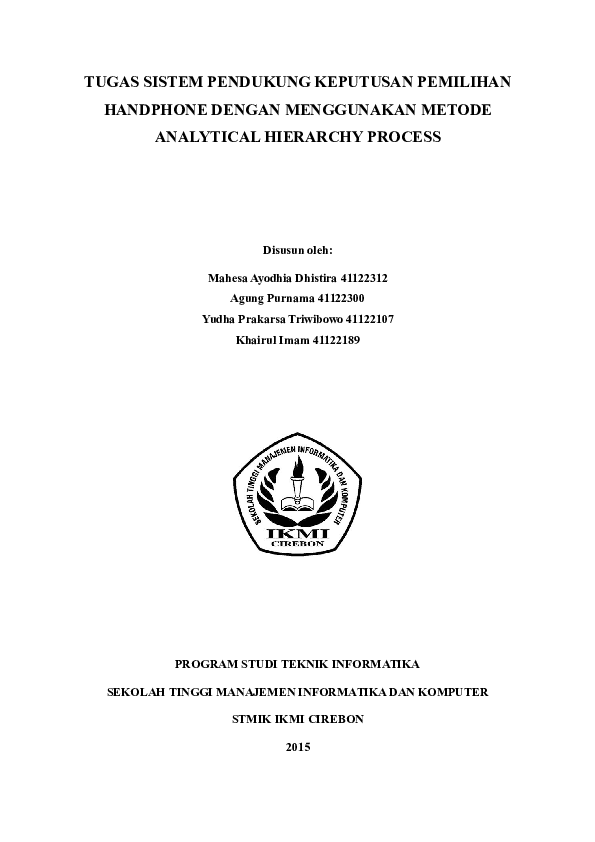 (DOC) TUGAS SISTEM PENDUKUNG KEPUTUSAN PEMILIHAN HANDPHONE DENGAN ...