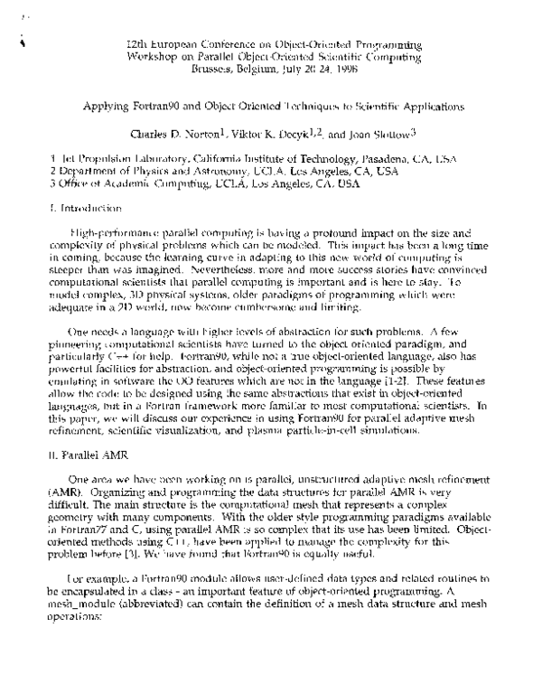 Pdf Applying Fortran 90 And Object Oriented Techniques To Scientific 7878
