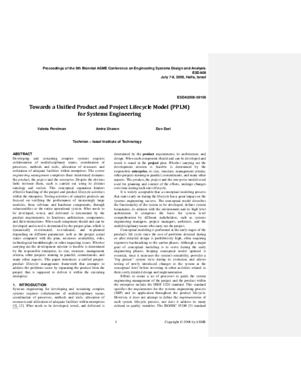 (PDF) Towards a Unified Product and Project Lifecycle Model (PPLM) for ...