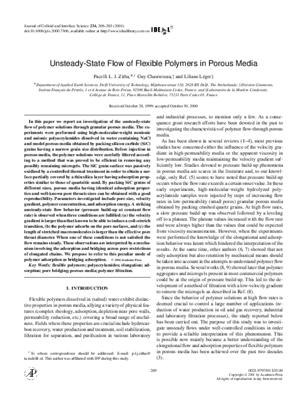 (PDF) Unsteady-State Flow of Flexible Polymers in Porous Media