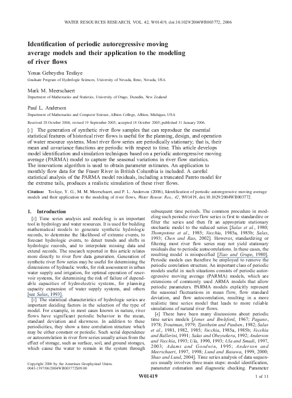 (PDF) Identification of periodic autoregressive moving average models and their application to ...