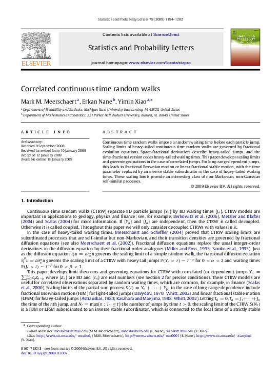 (PDF) Fractal dimension results for continuous time random walks