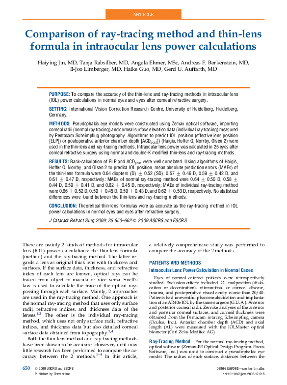 PDF) Five Generations Of Intraocular Lens Power Calculation, 43% OFF