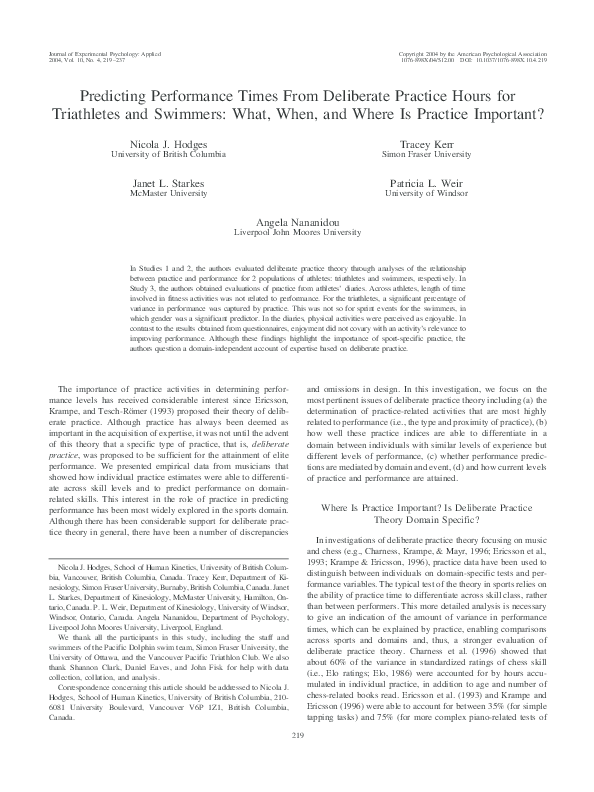 (PDF) Predicting Performance Times From Deliberate Practice Hours for ...