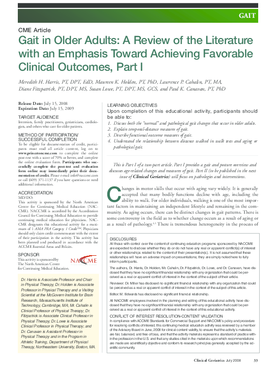 (PDF) Gait in Older Adults: a review of the literature with and ...