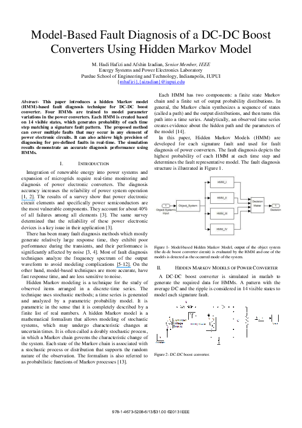 (PDF) HMM-based Fault Diagnosis in DC-DC Boost Converters