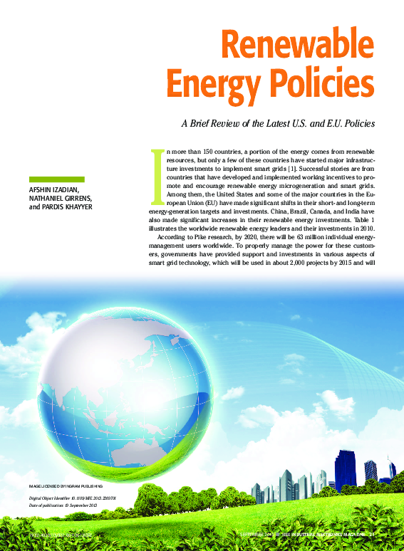 (PDF) Renewable Energy Policies: A Brief Review of the Latest U.S. and ...