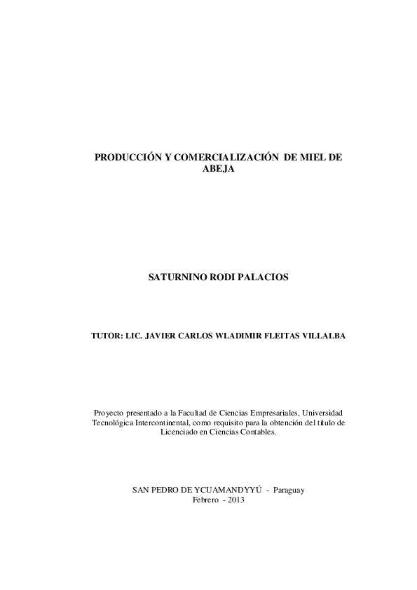 Pdf Produccion Y Comercializacion De Miel De Abeja