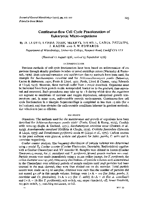 (PDF) Continuous-flow Cell Cycle Fractionation of Eukaryotic Micro ...