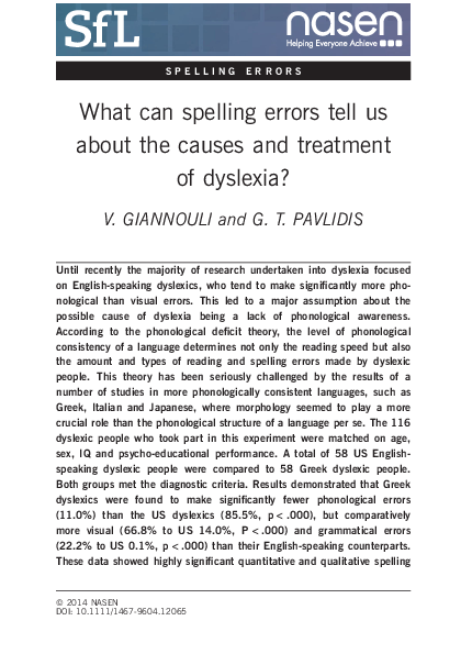 (PDF) What can spelling errors tell us about the causes and treatment ...