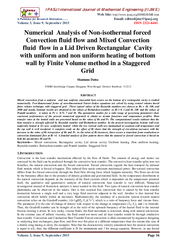 Pdf Numerical Analysis Of Non Isothermal Forced Convection Fluid Flow
