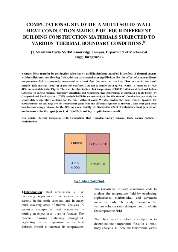 (PDF) A COMPUTATIONAL STUDY OF A MULTI SOLID WALL HEAT CONDUCTION MADE ...