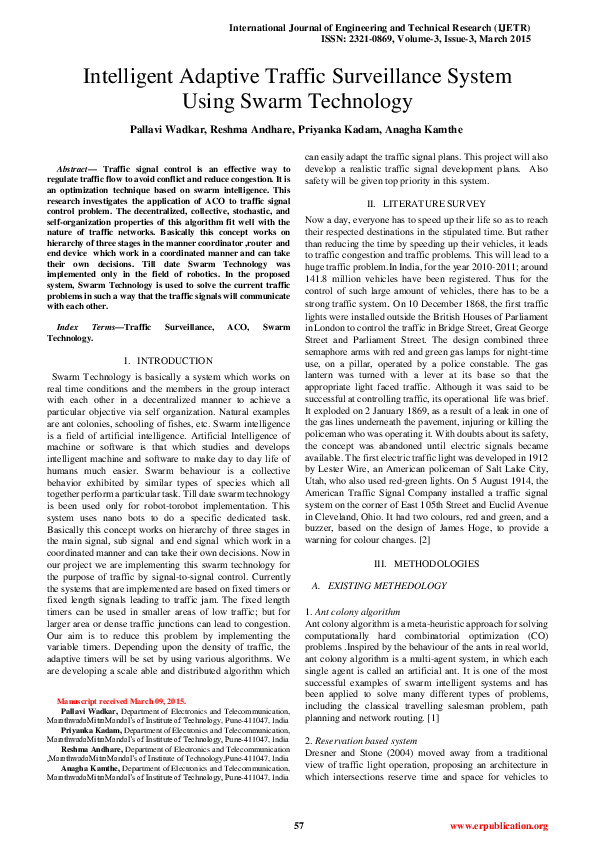 (PDF) Intelligent Adaptive Traffic Surveillance System Using Swarm ...