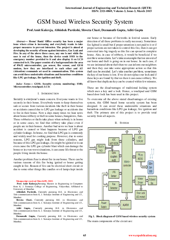(PDF) GSM based Wireless Security System