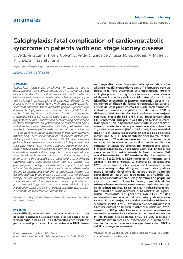 (PDF) Calciphylaxis: Fatal complication of cardiometabolic syndrome in ...