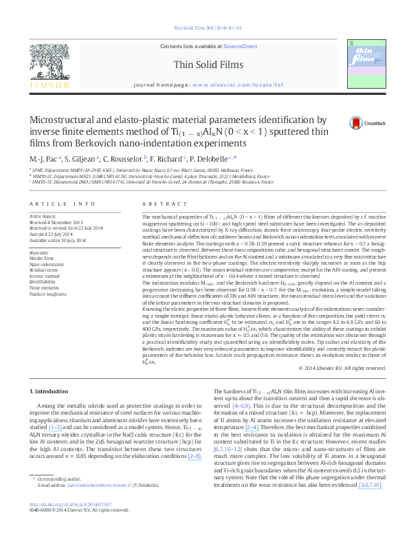 (PDF) Microstructural and elasto-plastic material parameters identification by inverse finite ...