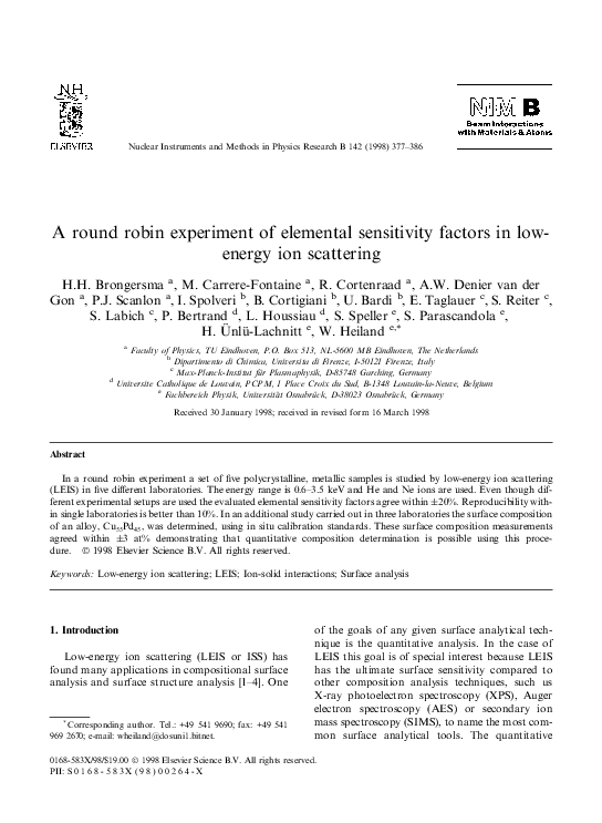 (PDF) A round robin experiment of elemental sensitivity factors in low ...