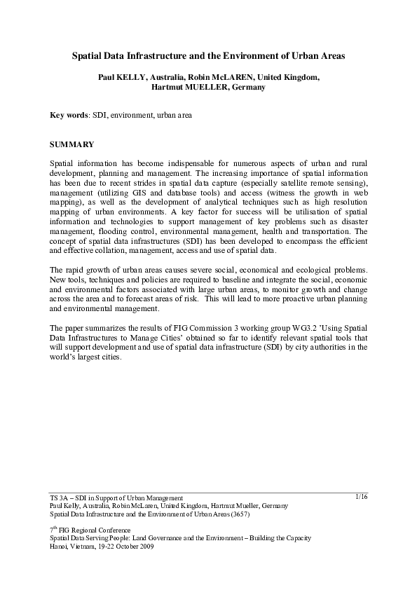 (PDF) Spatial Data Infrastructure and the Environment of Urban Areas