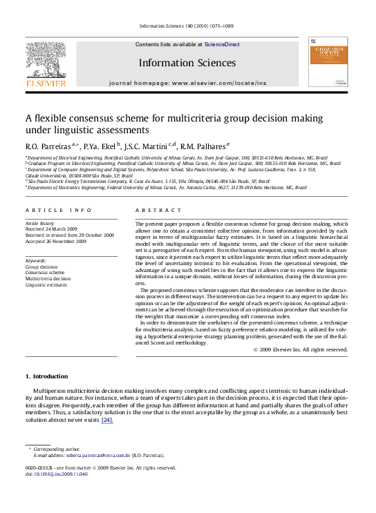 Pdf A Flexible Consensus Scheme For Multicriteria Group Decision
