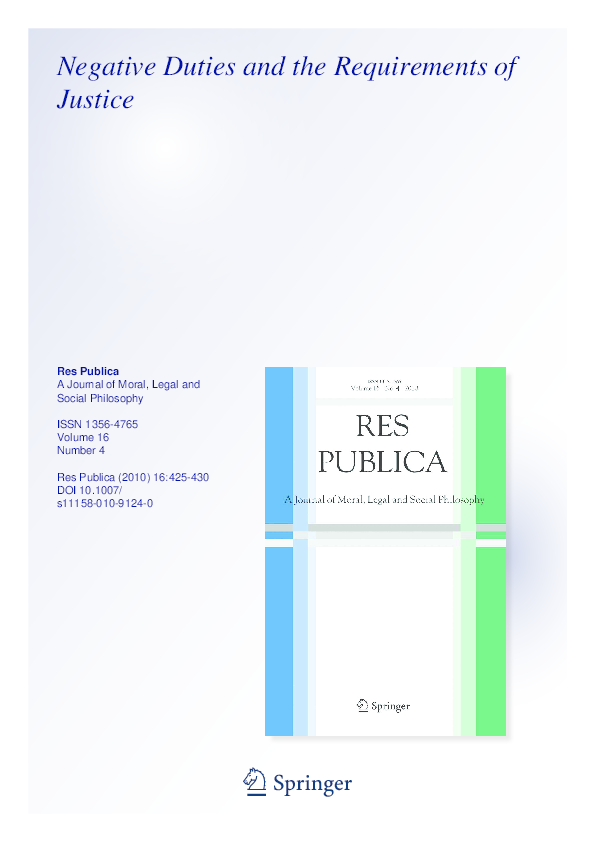 (PDF) Negative Duties and the Requirements of Justice