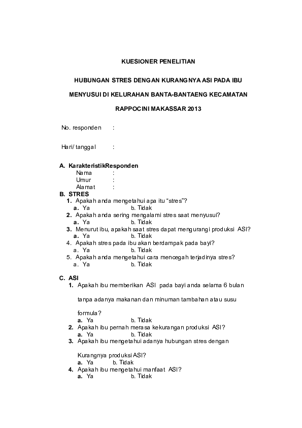 (DOC) KUESIONER PENELITIAN