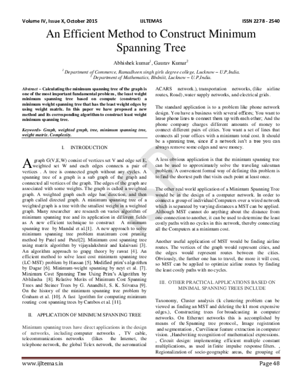 applications of minimum spanning tree