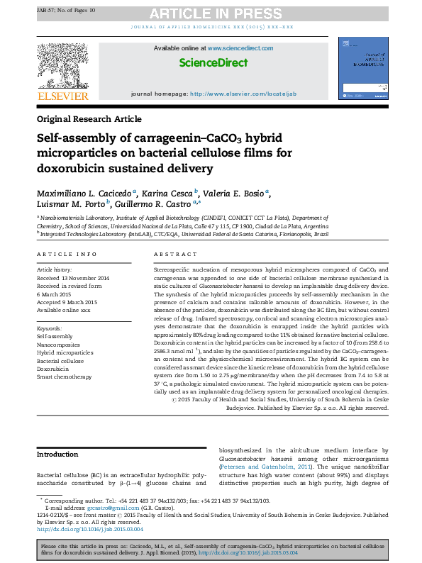 (PDF) Self-assembly of carrageenin–CaCO3 hybrid microparticles on ...
