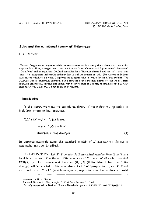 (PDF) Adas and the equational theory of if-then-else