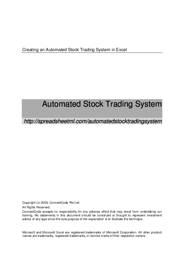 Pdf Creating An Automated Stock Trading System In Excel