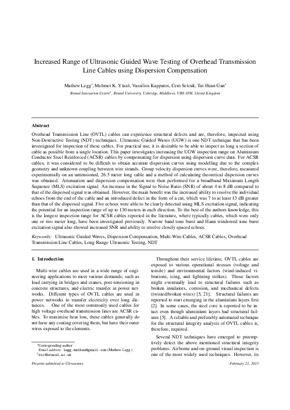 (PDF) Increased Range of Ultrasonic Guided Wave Testing of Overhead ...