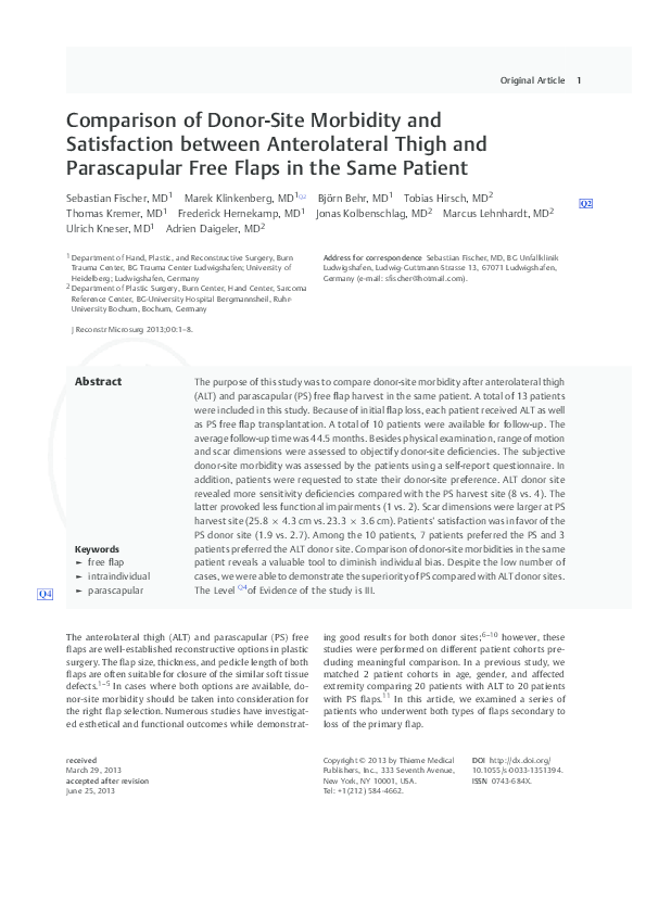 (PDF) Comparison of Donor-Site Morbidity and Satisfaction between ...